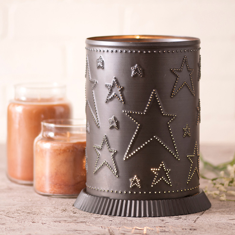 Irvins Tinware: Candle Warmer with Country Star in Kettle Black Irvins Tinware: Candle Warmer with Country Star in Kettle Black